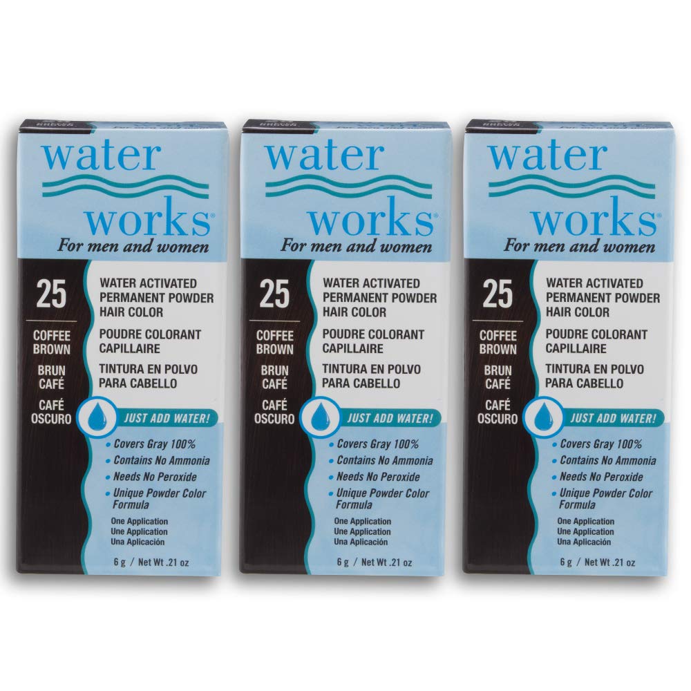 Water Works Powder Hair Color, Permanent, Coffee Brown, 3 Packs ...