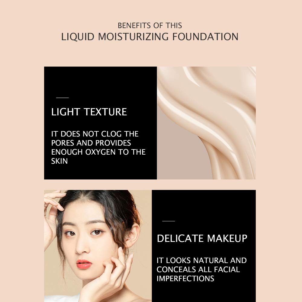 Venzen Thin Light Concealer Liquid Foundation Waterproof Moisturizing ...