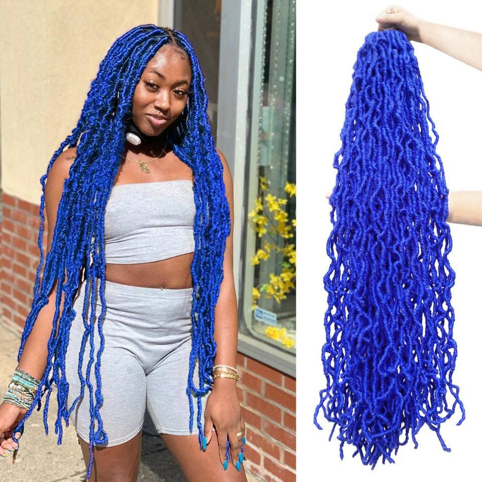 Blue Faux Soft Locs 36 Inch 7 Packs Dark Navy Royal Blue Locs Crochet ...
