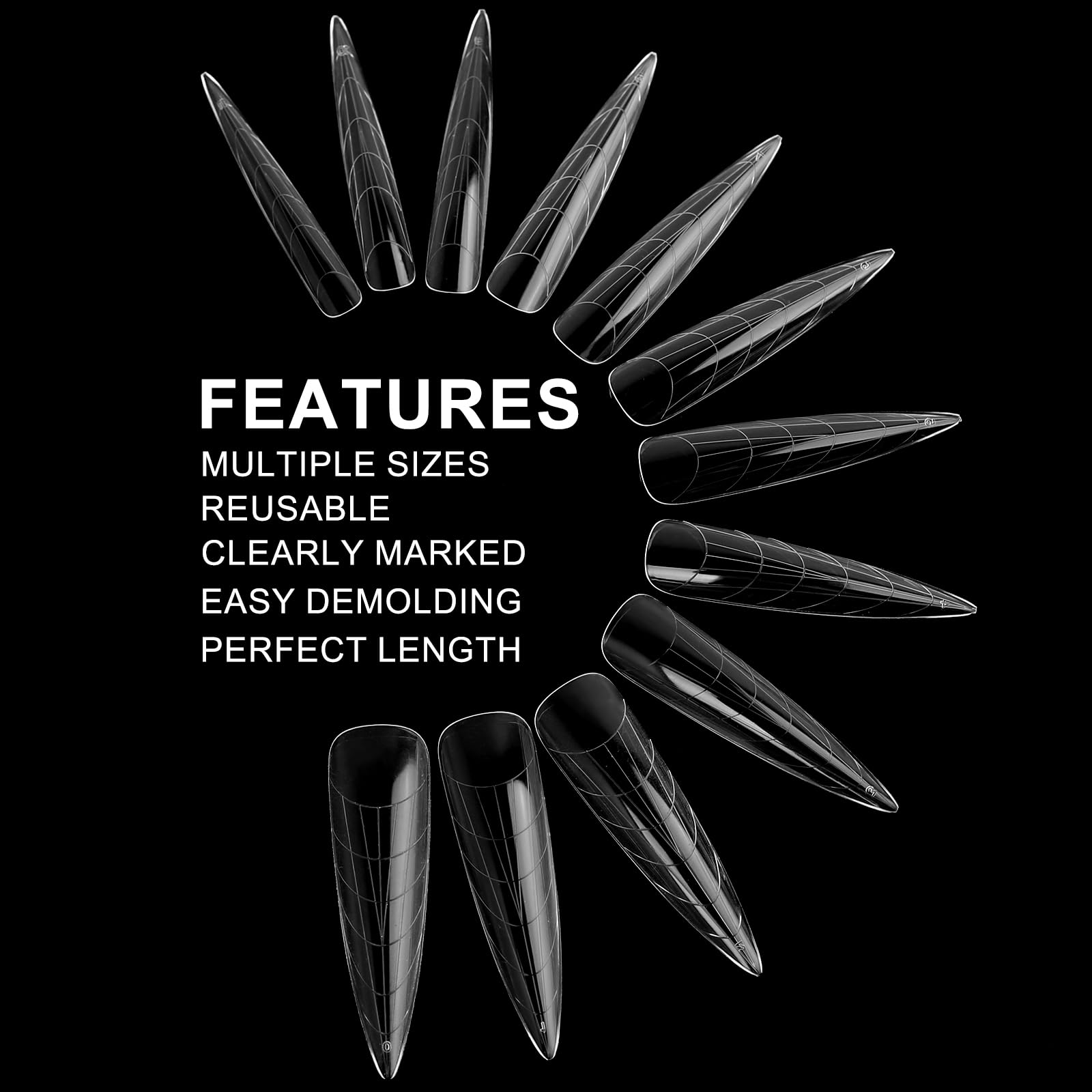 C12Rtive 120Pcs Dual Nail Forms,Long Almond Extension Poly Nail Gel Na ...