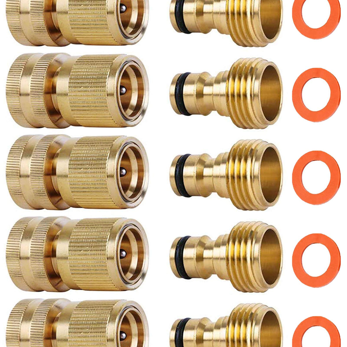 Shownew Garden Hose Quick Connectors, Solid Brass 34 Inch Ght Thread ...